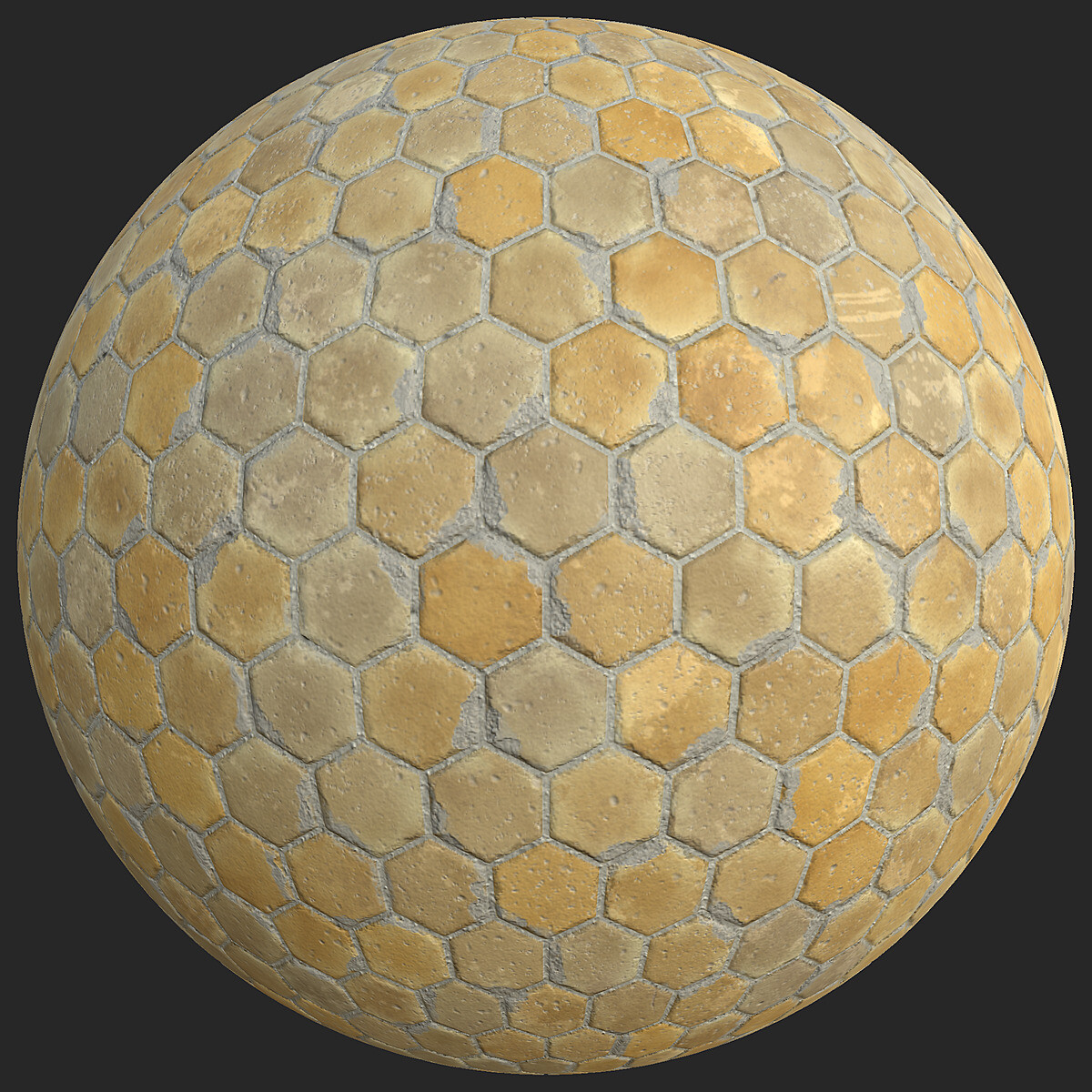 ArtStation - Hexagonal Yellow Terracotta Tiles (FREE PBR Texture)