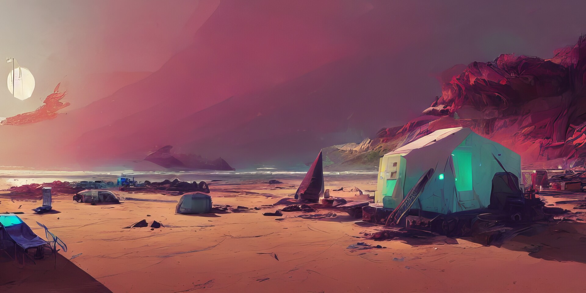 ArtStation - Camping On A Dystopian Beach