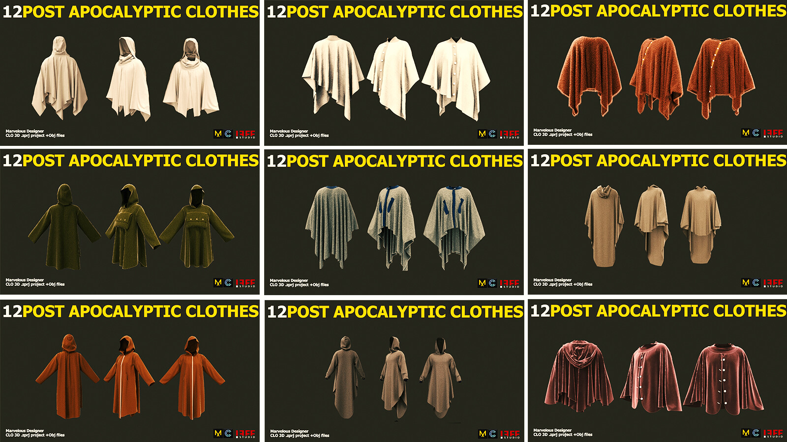 Jeff Studio - 12 POST APOCALYPTIC CLOTHES (Projects Files: Zprj , OBJ ...