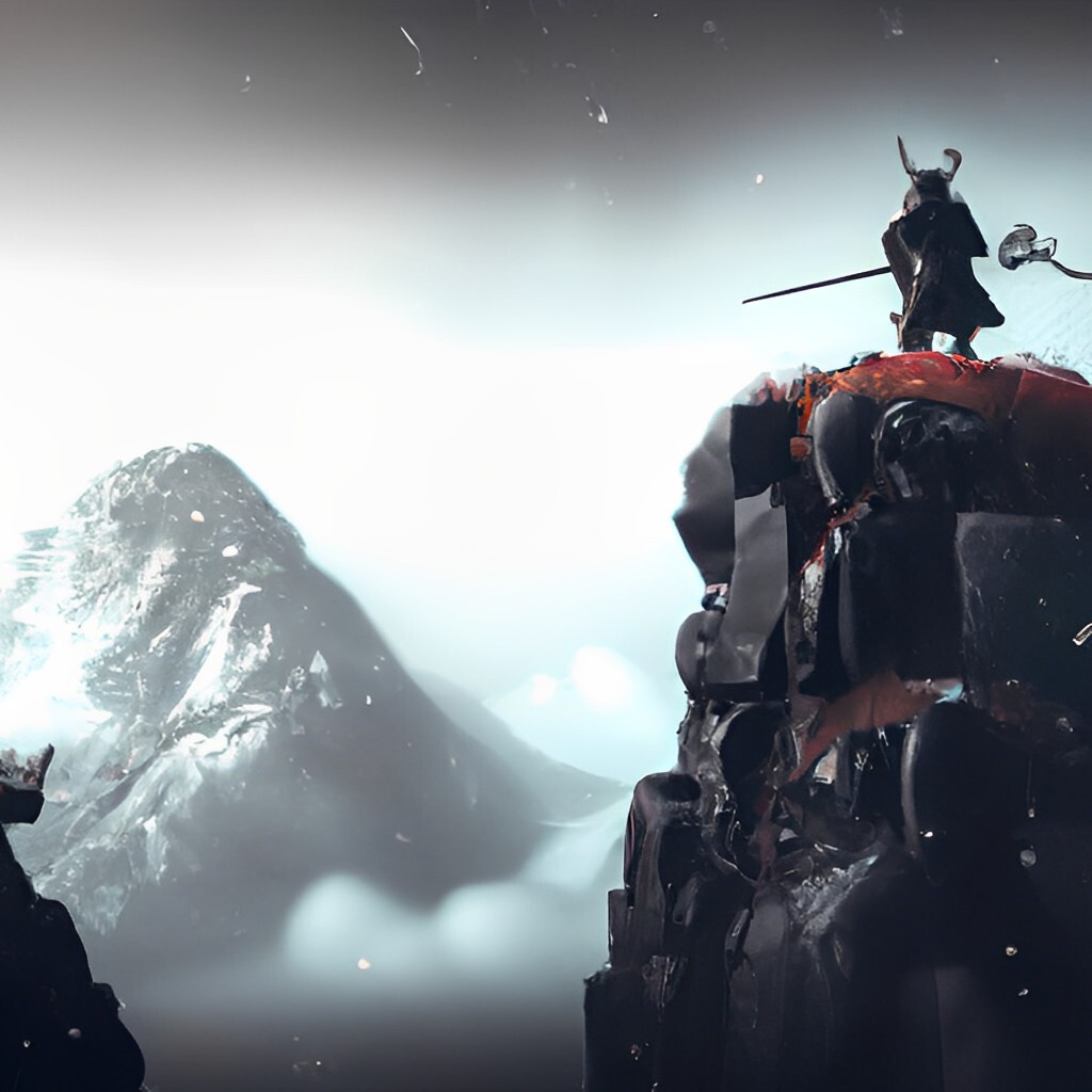 ArtStation - A Samurai On Top Of A Mountain Contemplating The ...