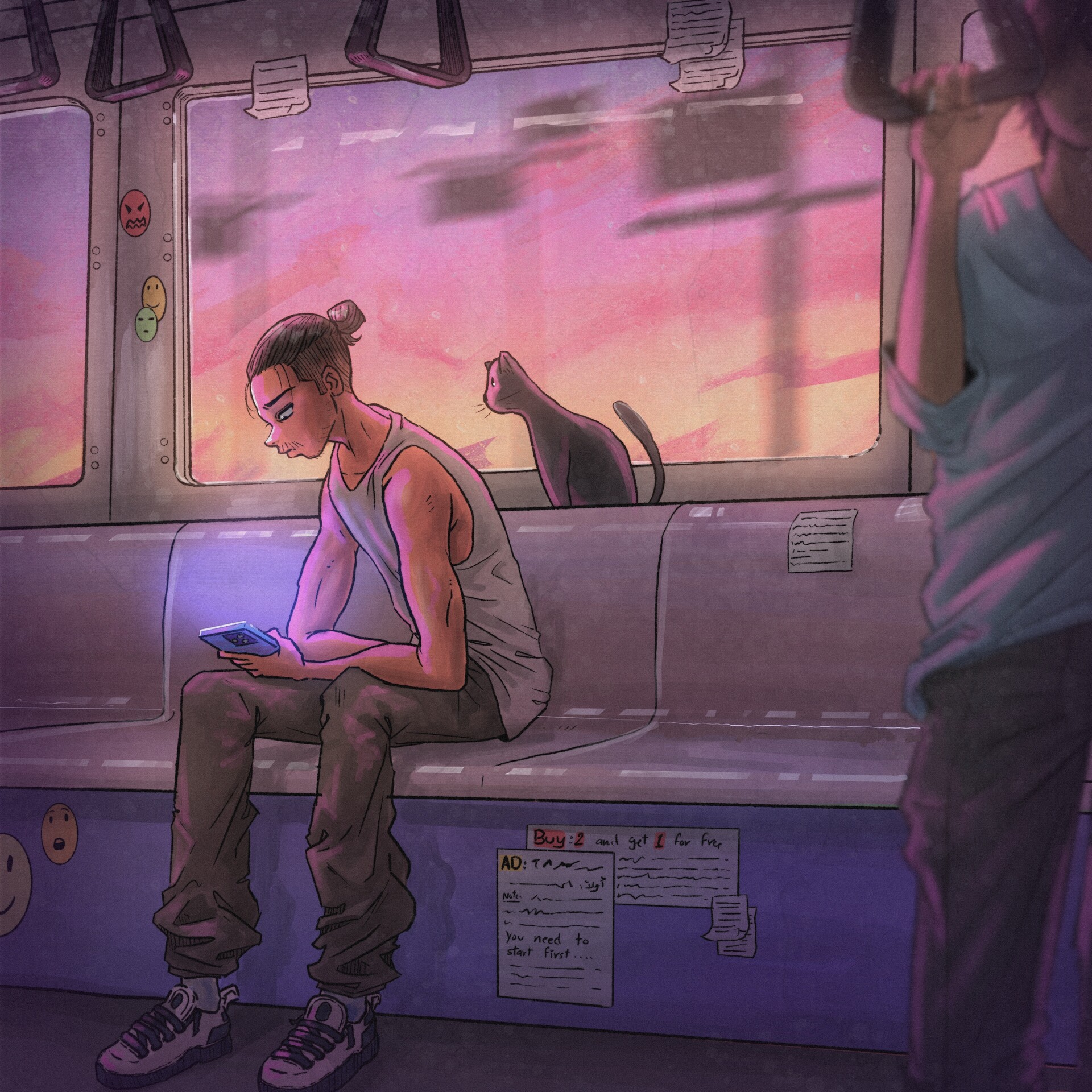 ArtStation - Subway illustration in lofi anime style
