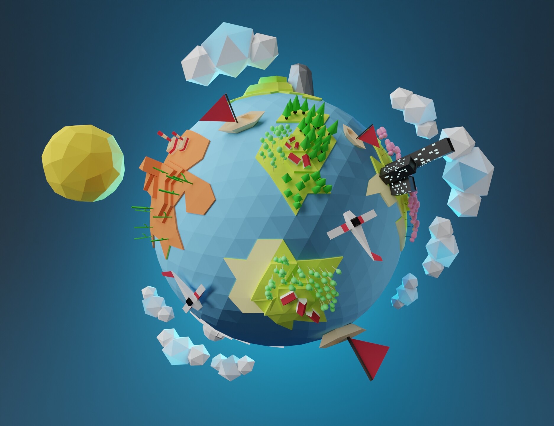ArtStation - lowPoly Globe