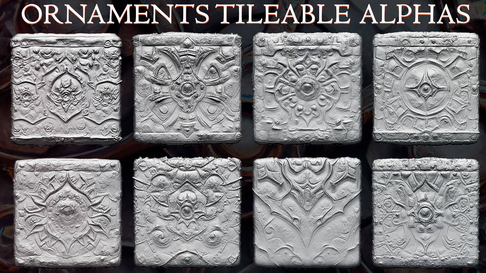 VK GameDev - Ornaments Tileable Alphas (Displacement Maps) for ZBrush ...