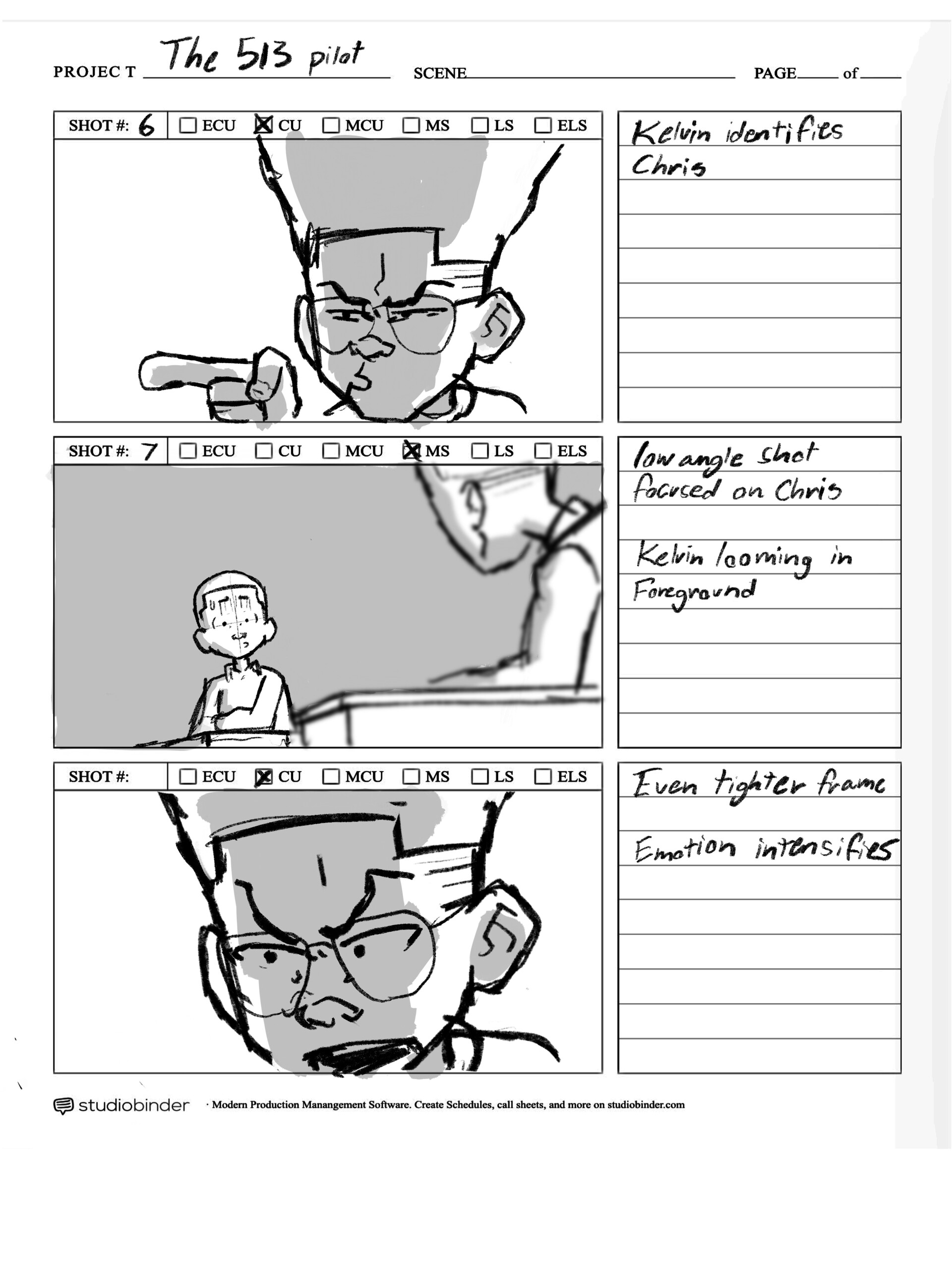 Trey Small - "513" Senior film Storyboard Scene 2