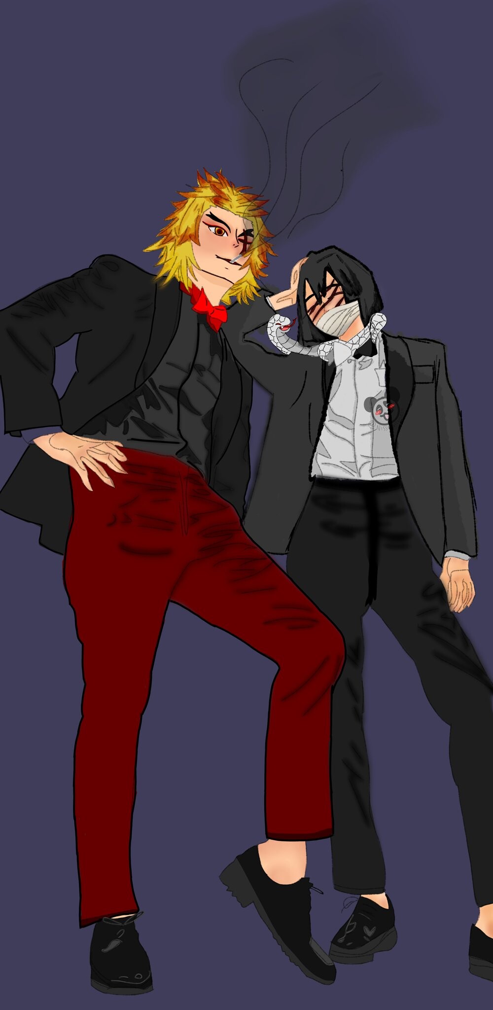 ArtStation - Rengoku Kyojuro and Iguro Obanai