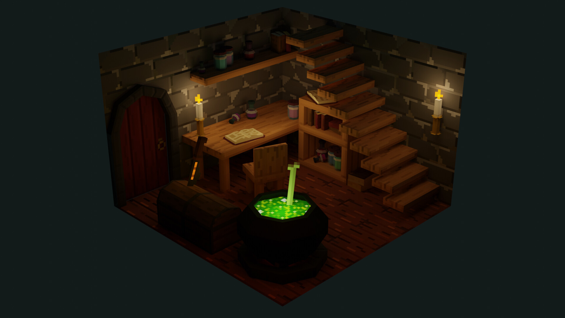 ArtStation - Low Poly Pixel Art Scene