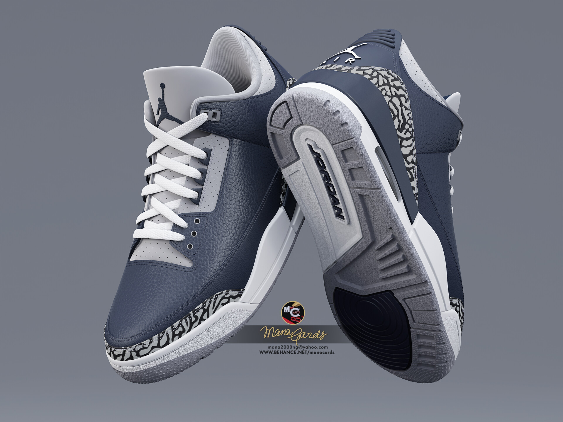 ArtStation - 3d Sneakers viz_Air Jordan-3 retro