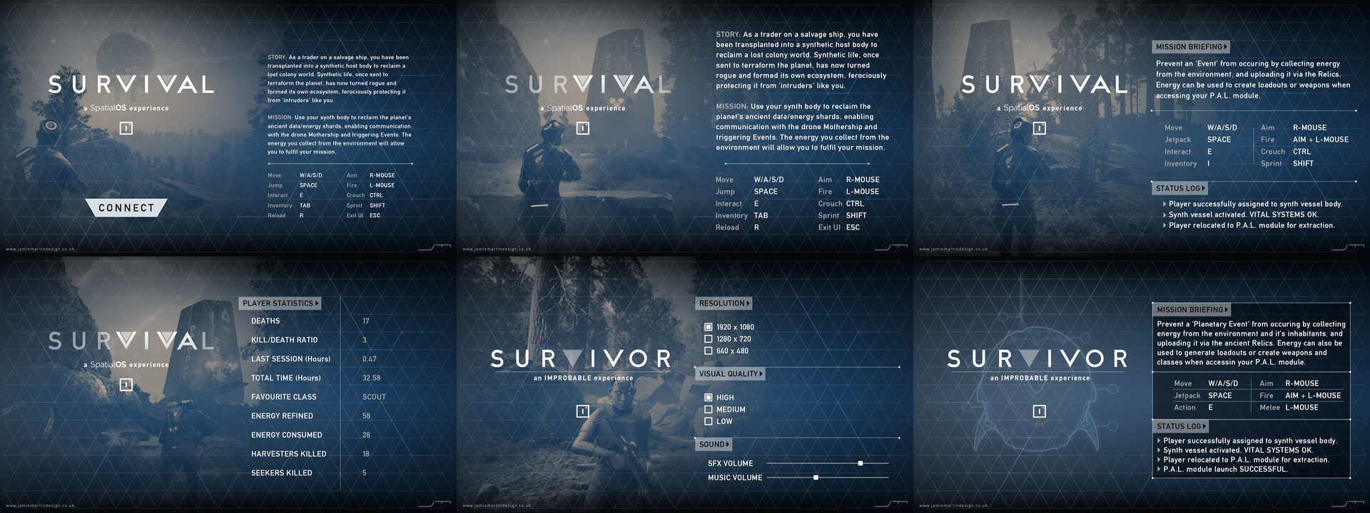 Jamie Martin - 'Survival': Logos & GUI - concept art