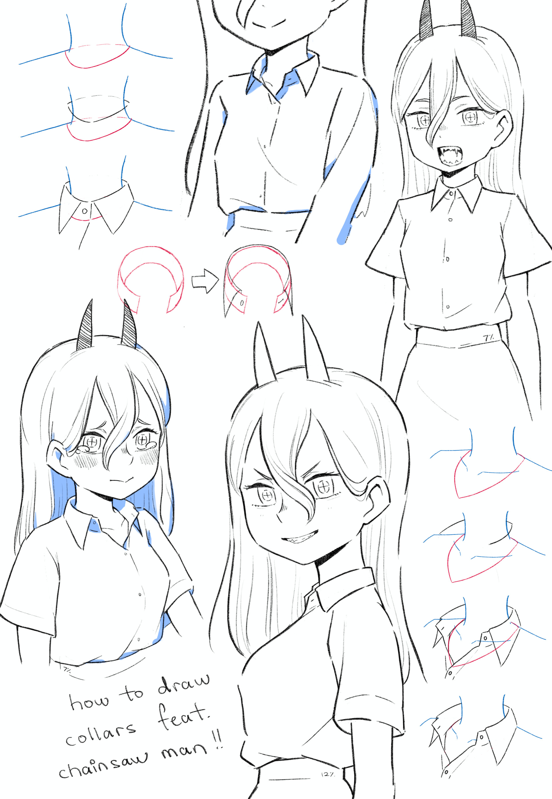 white collar drawing