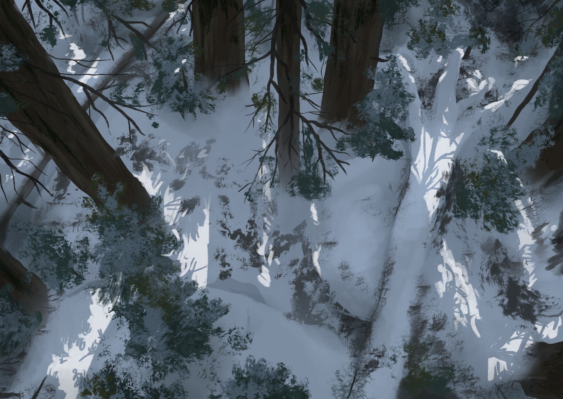 ArtStation - Snowy Forest Study • Digital Illustration