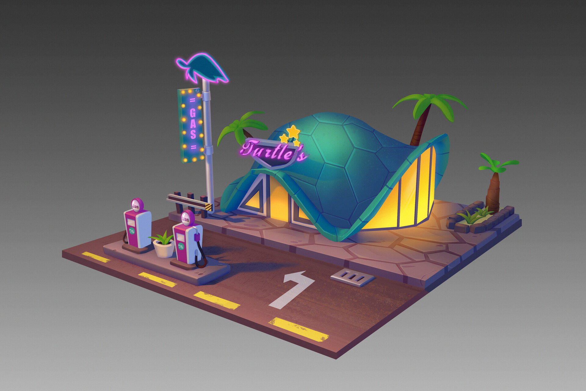 ArtStation - Turtle gas station