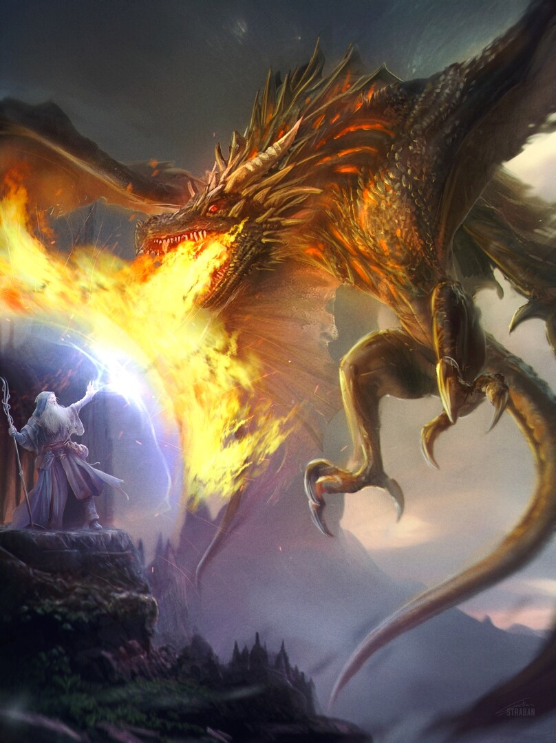 ArtStation - Wizard and Dragon Battle