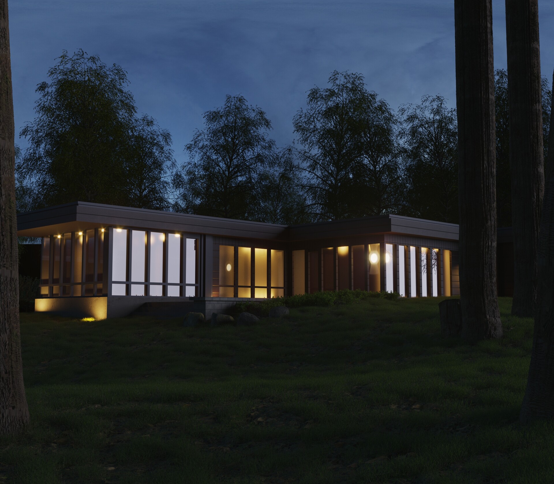 ArtStation - Glass house in the forest