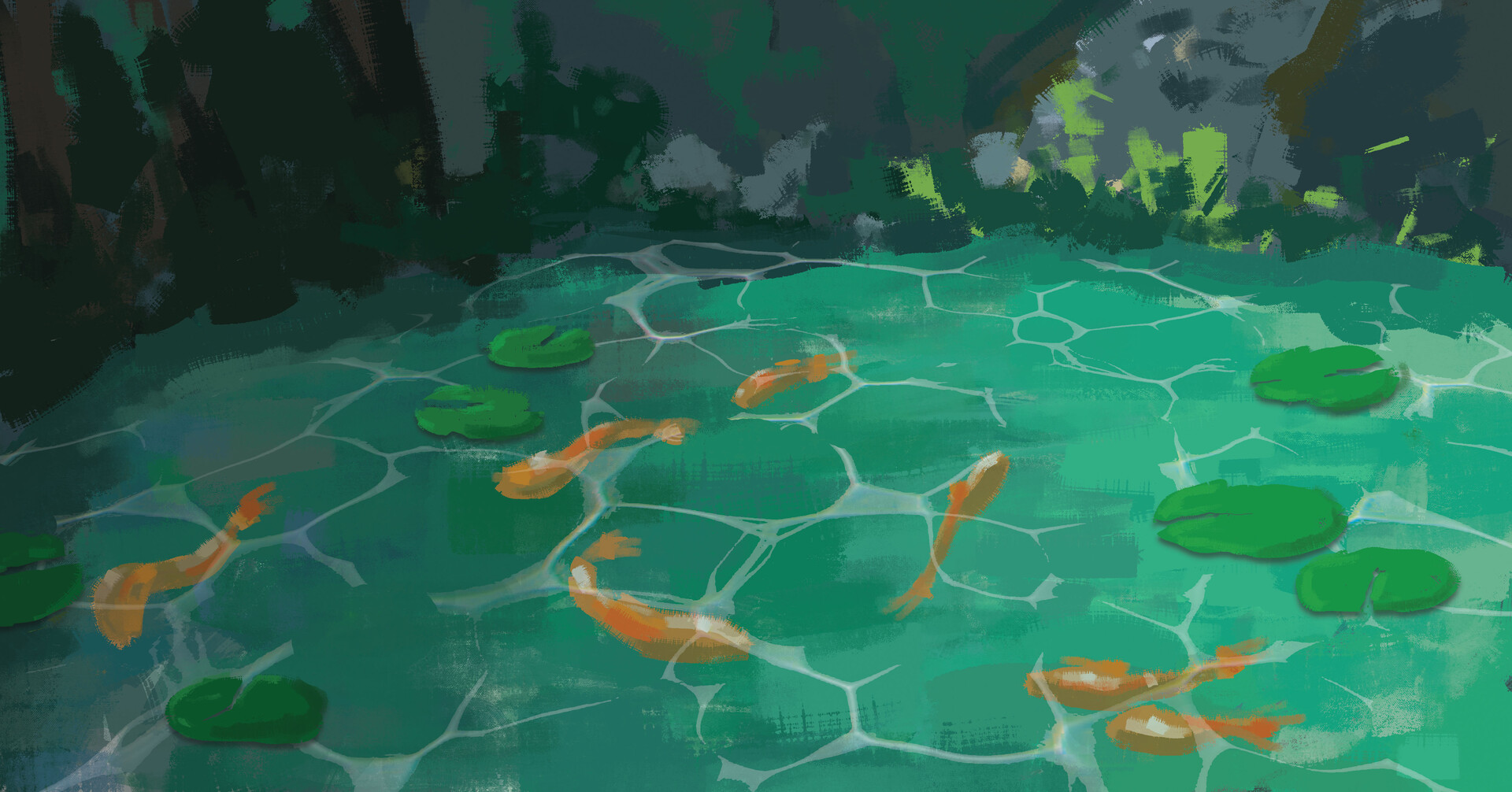 ArtStation - Koi fish pond