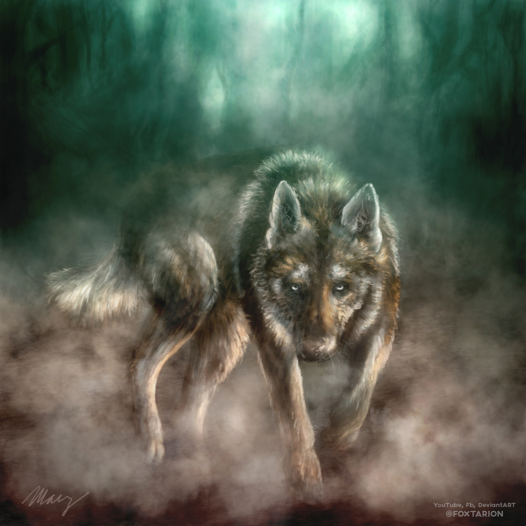 ArtStation - Digital Art - Wolf in a Deep Forest