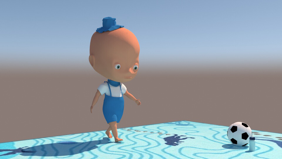 ArtStation - Big head baby playing on the carpet