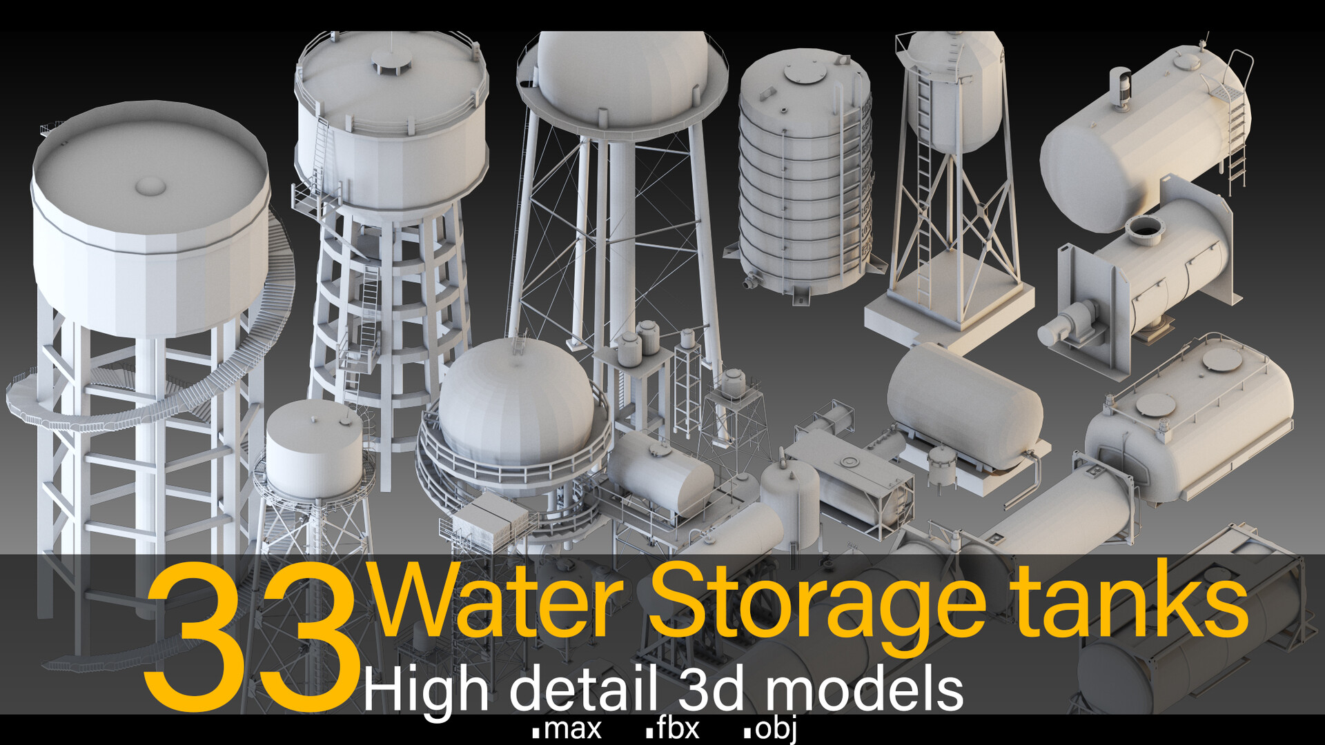 Artstation 33 Water Storage Tanks High Detail 3d Models