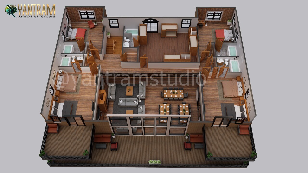 ArtStation - 3D Floor Plan Design services for a shared house in California