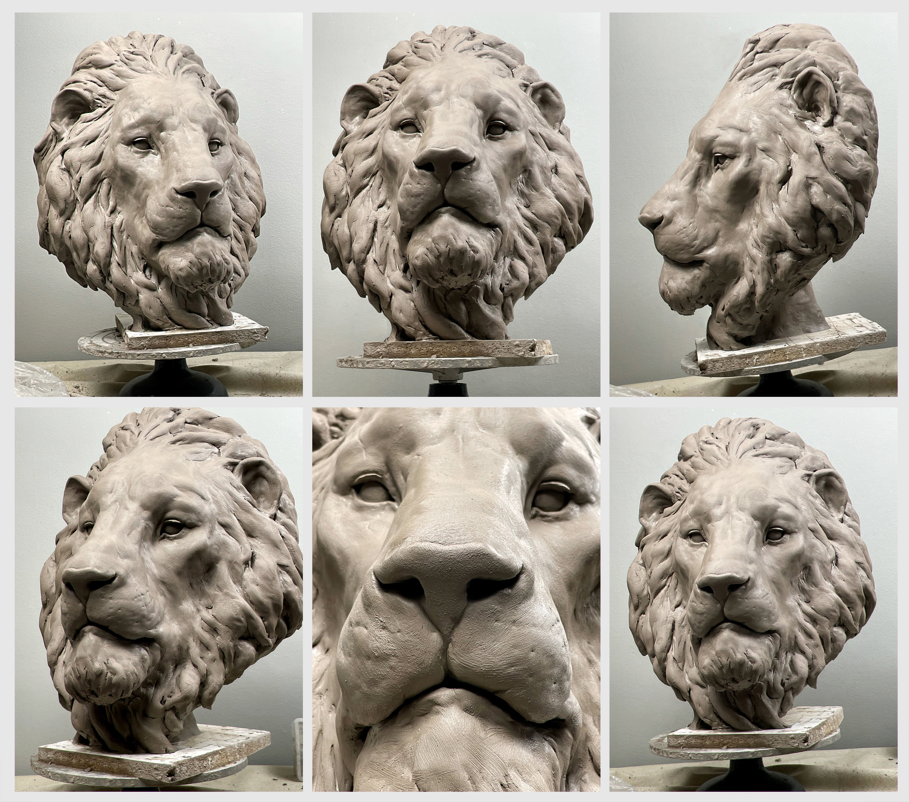 Clay Lion Sculptures