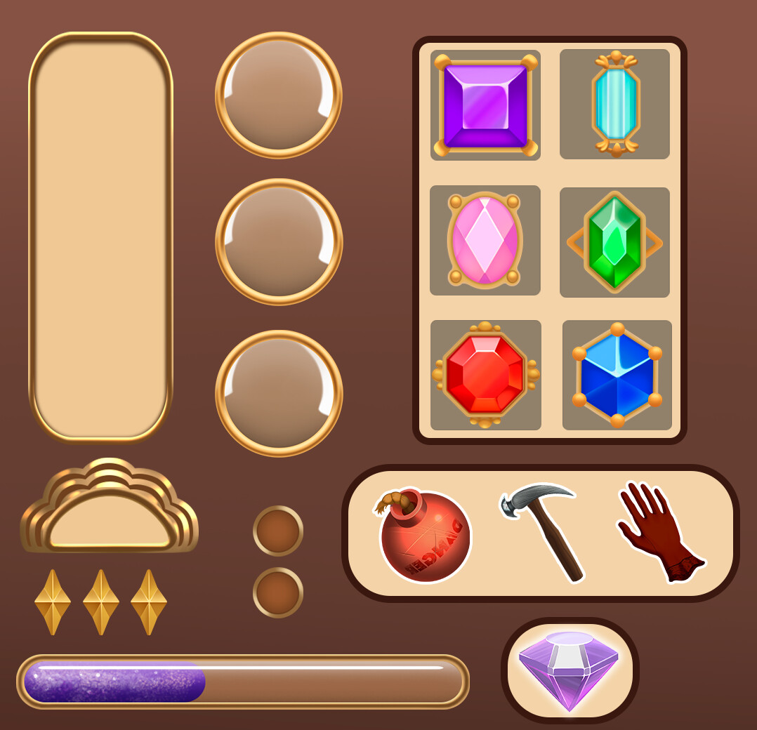 ArtStation - Match-3 game concept. Gems