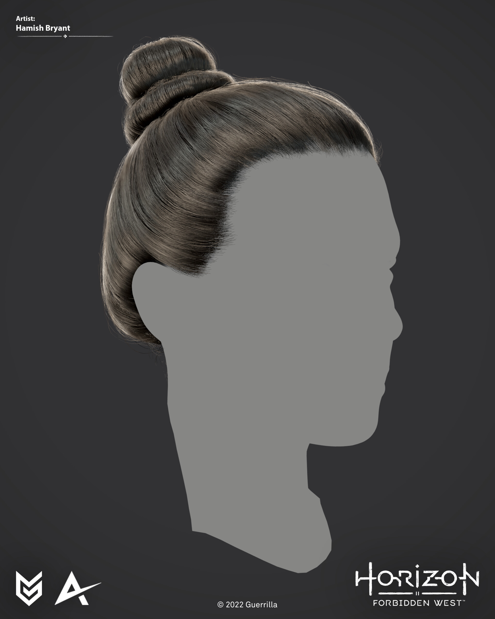 Hamish Bryant - Quen Tied up Bun Hair - Horizon Forbidden West