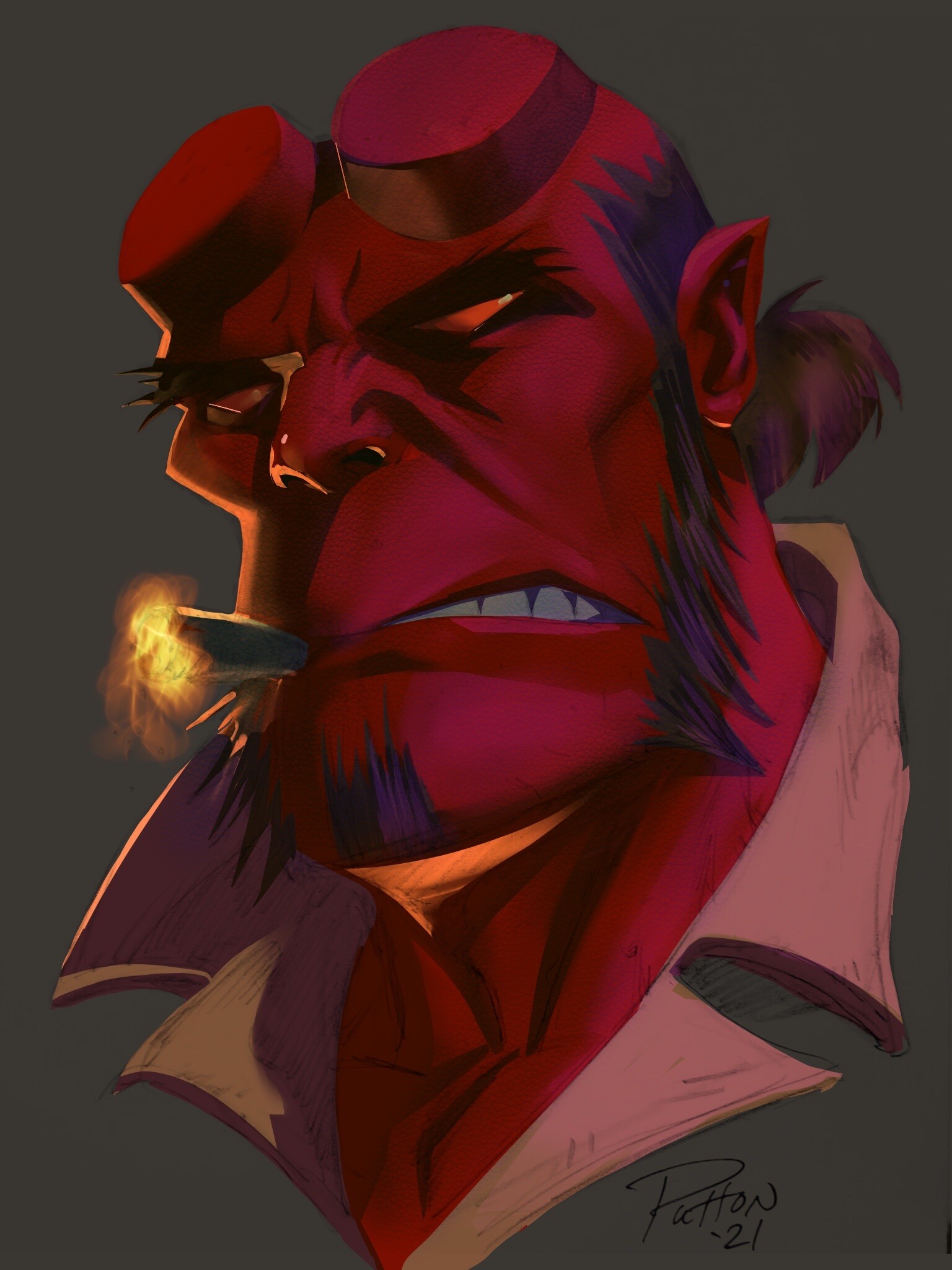 ArtStation - Hellboy painting