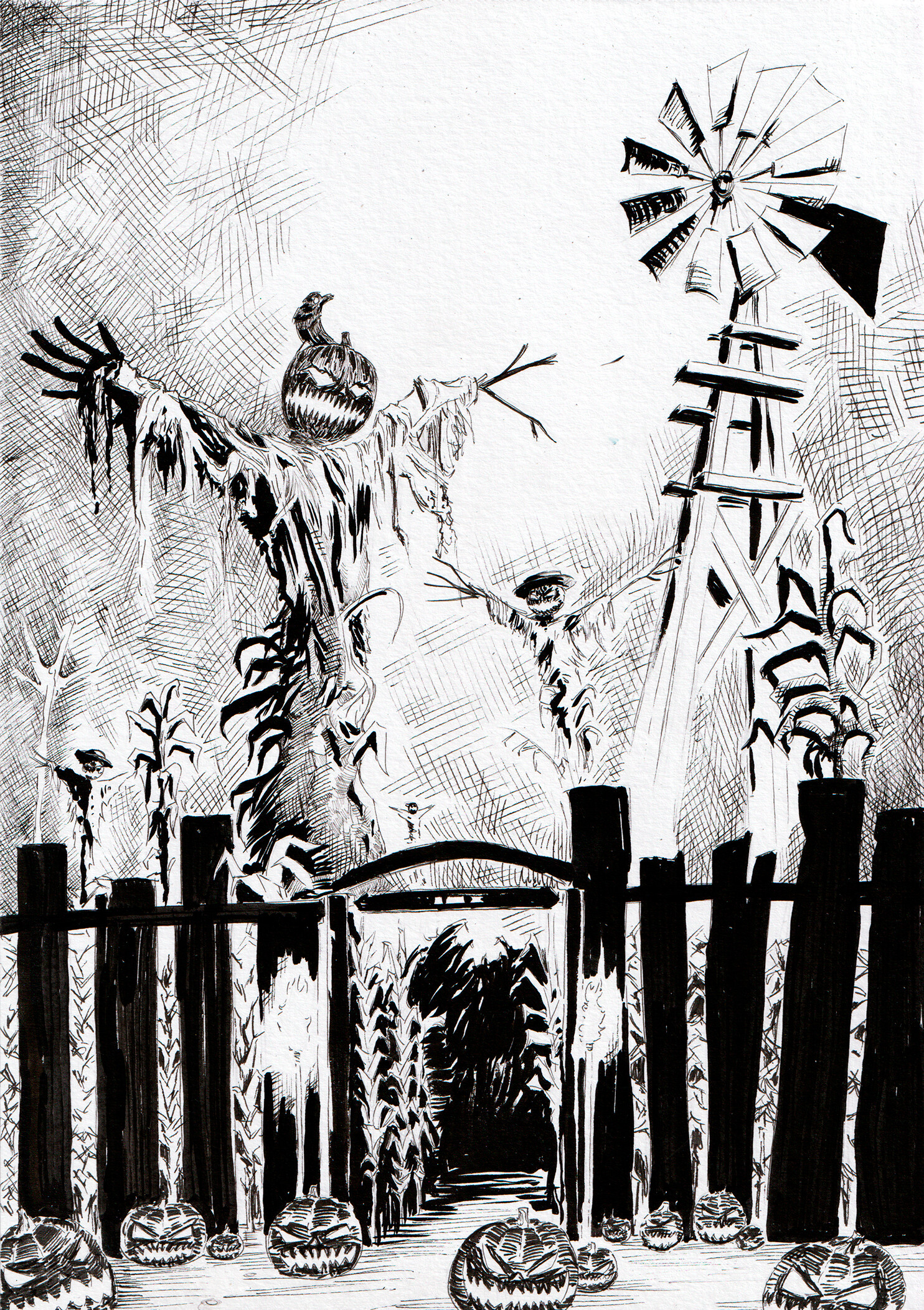 ArtStation - FARM. Spooky drawing ending the spooky season+More inktobers!