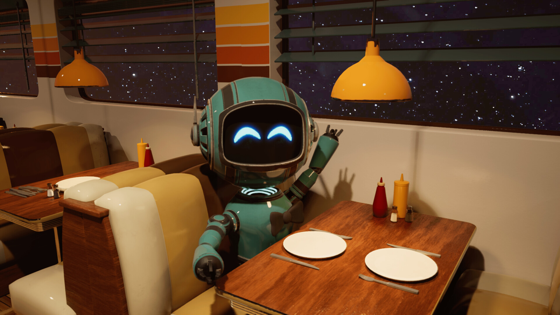 ArtStation - Retro 70's Cute Robot In Space Diner