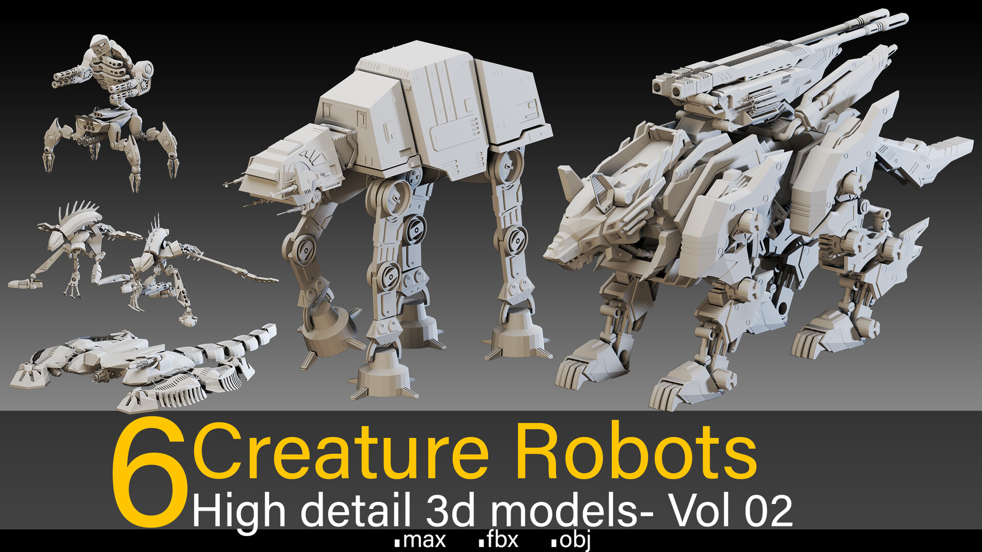 ArtStation - 6 Creature Robots- High detail 3d models