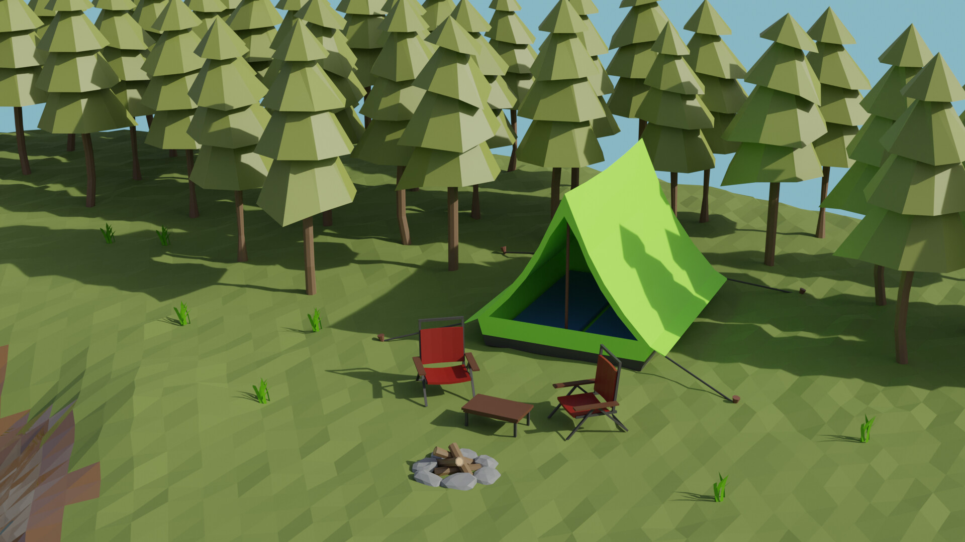OsmanErd - Low poly environment design- camping area (3d blender model)