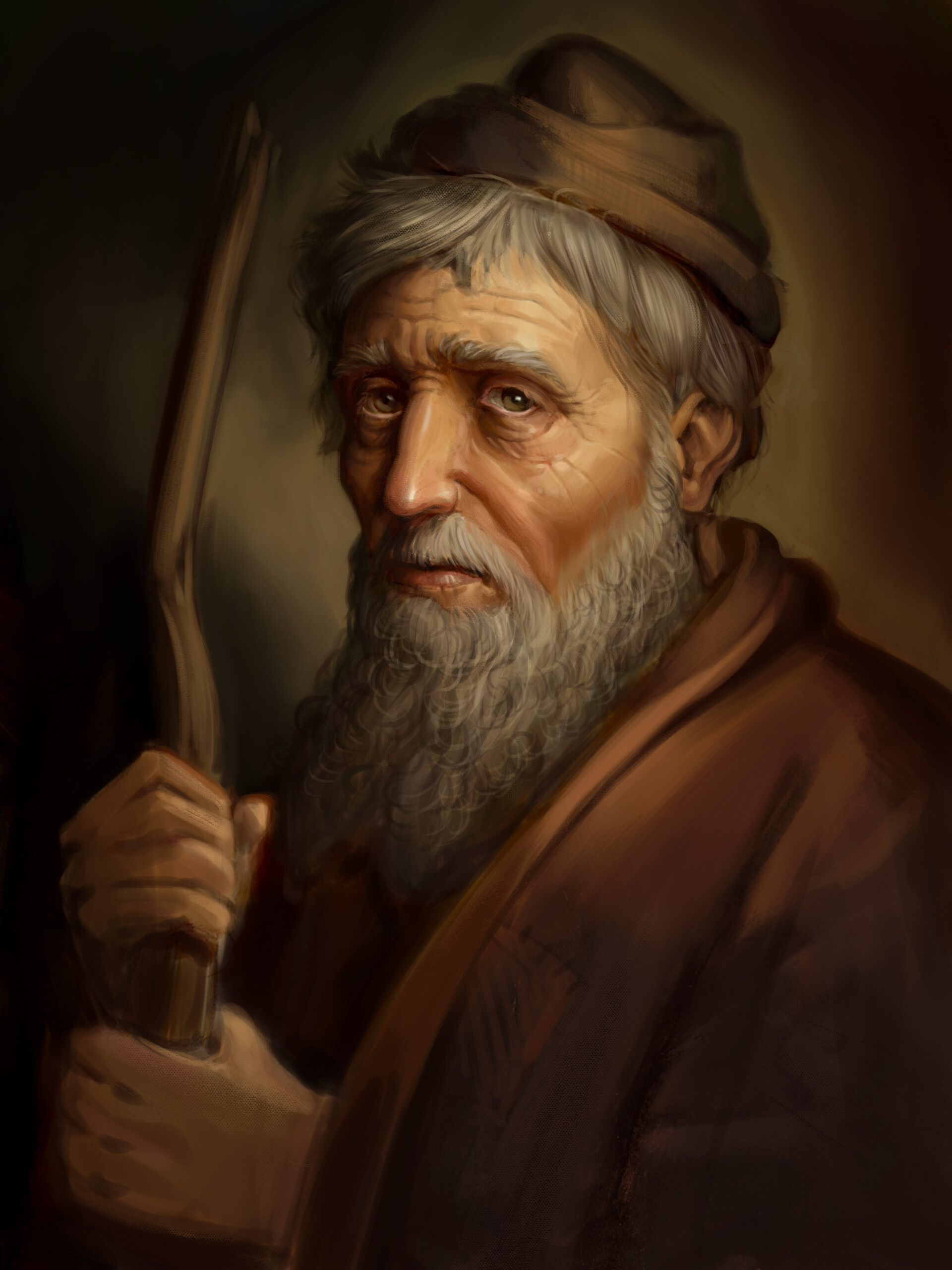 ArtStation - Old Man portrait - Rembrandt style