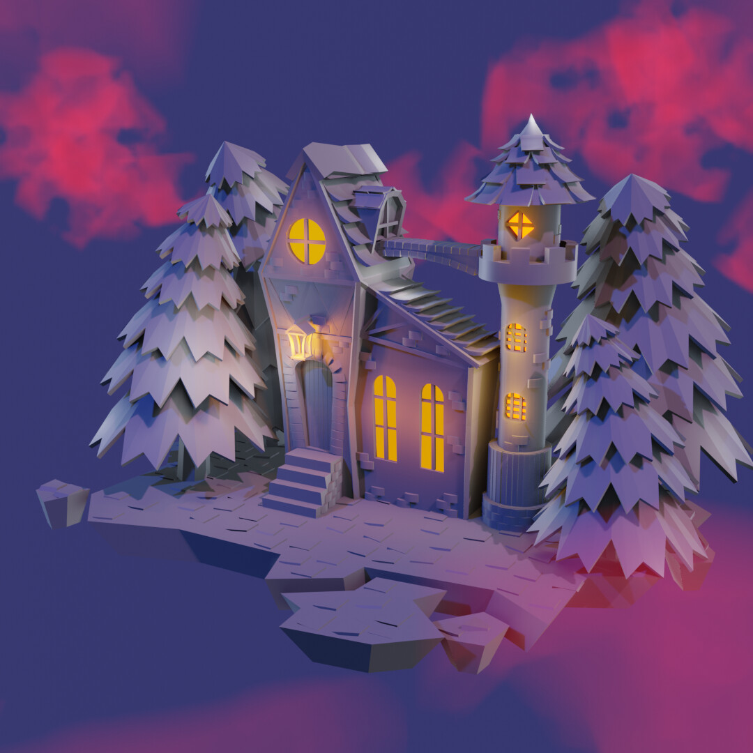 ArtStation - Dark castle in the forest