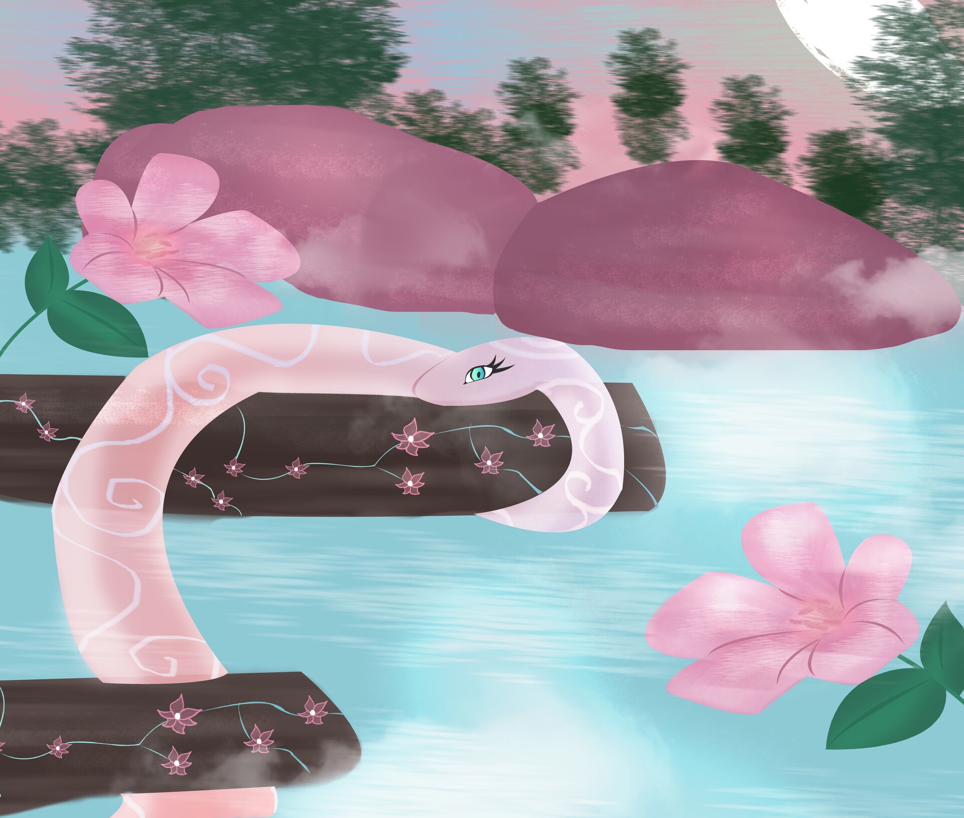 ArtStation - Pink flame python nafaerys the snake spirit of luck