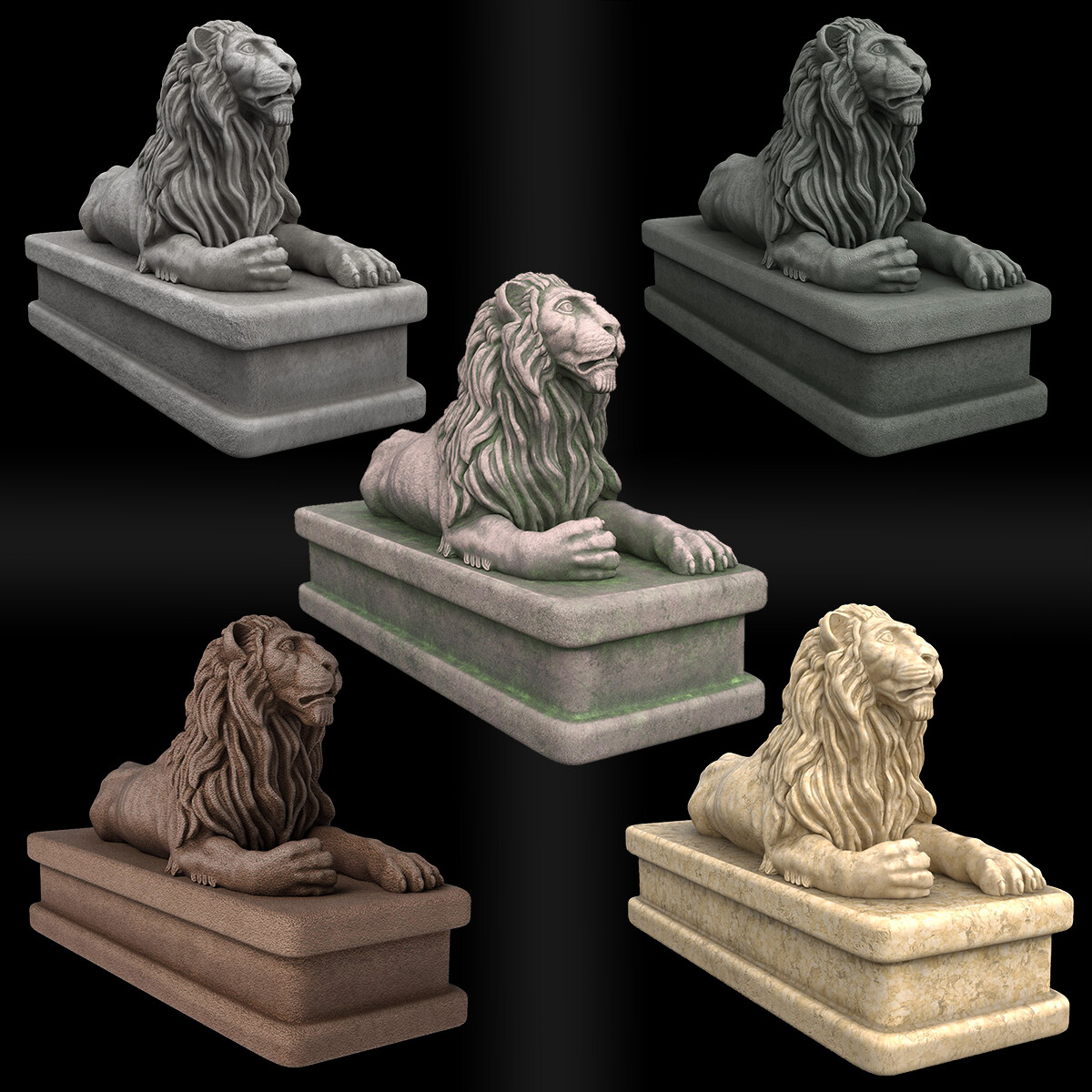 ArtStation - Lion statue 5 materials