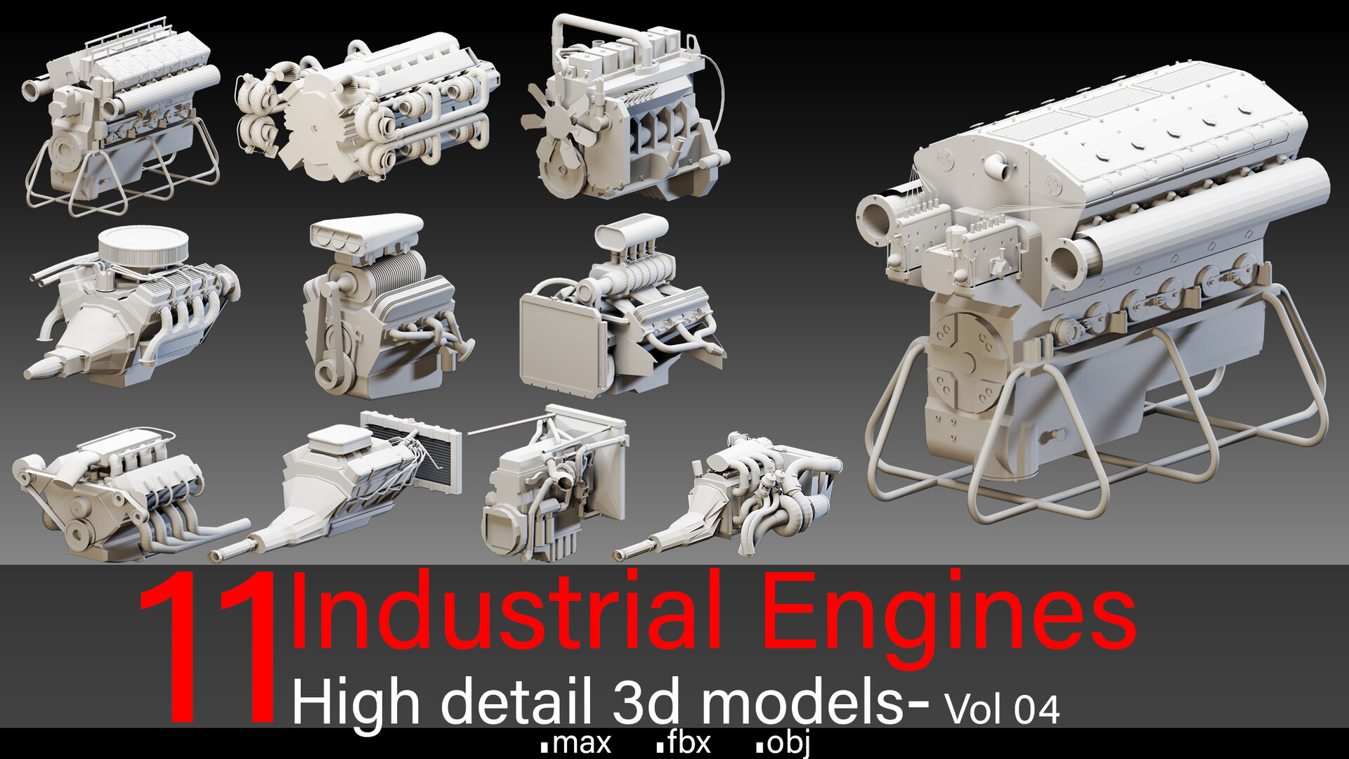ArtStation - 11 Industrial Engines- Vol 04- High detail 3d models