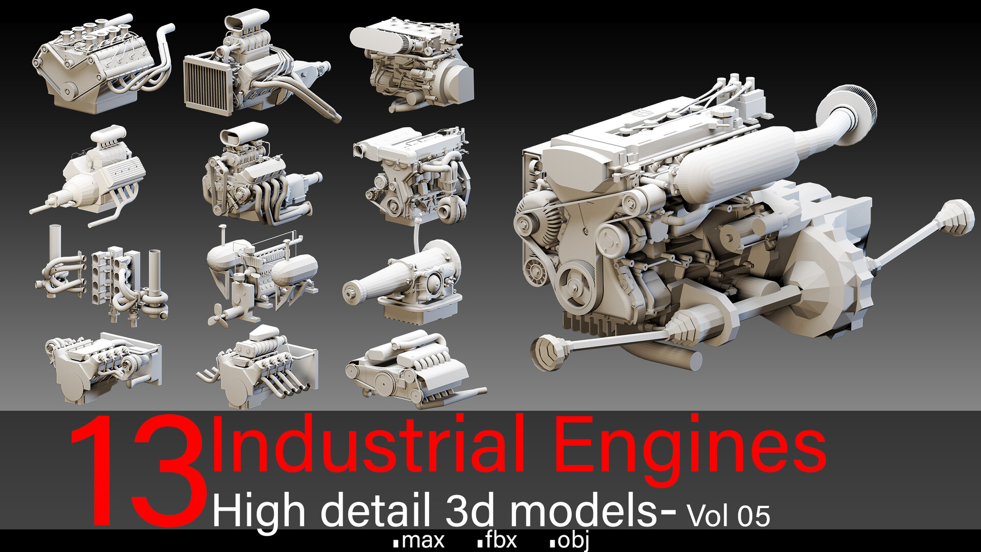 ArtStation - 13 Industrial Engines- Vol 05- High detail 3d models