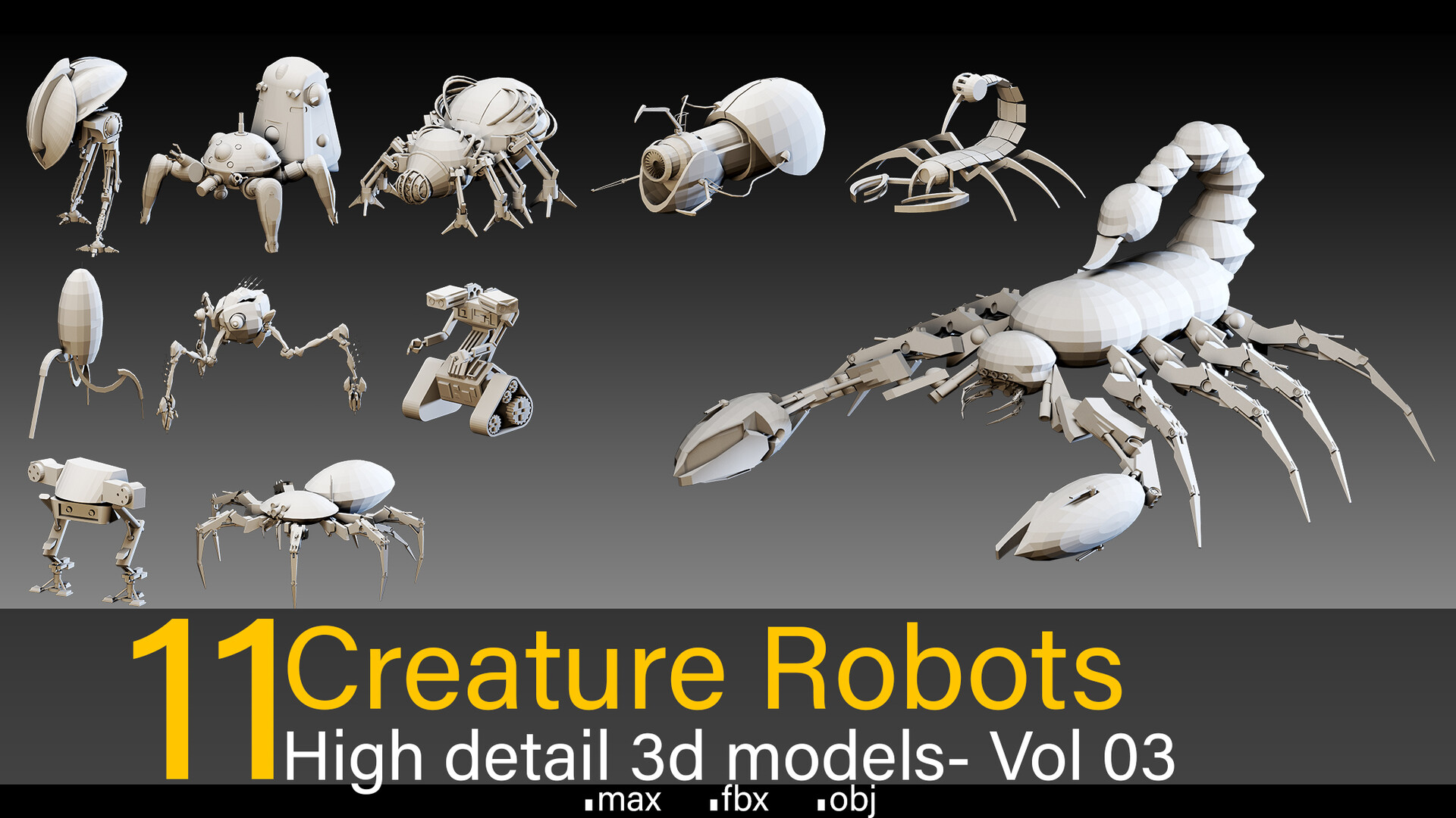 ArtStation - 11 Creature Robots- Vol 03- High detail 3d models