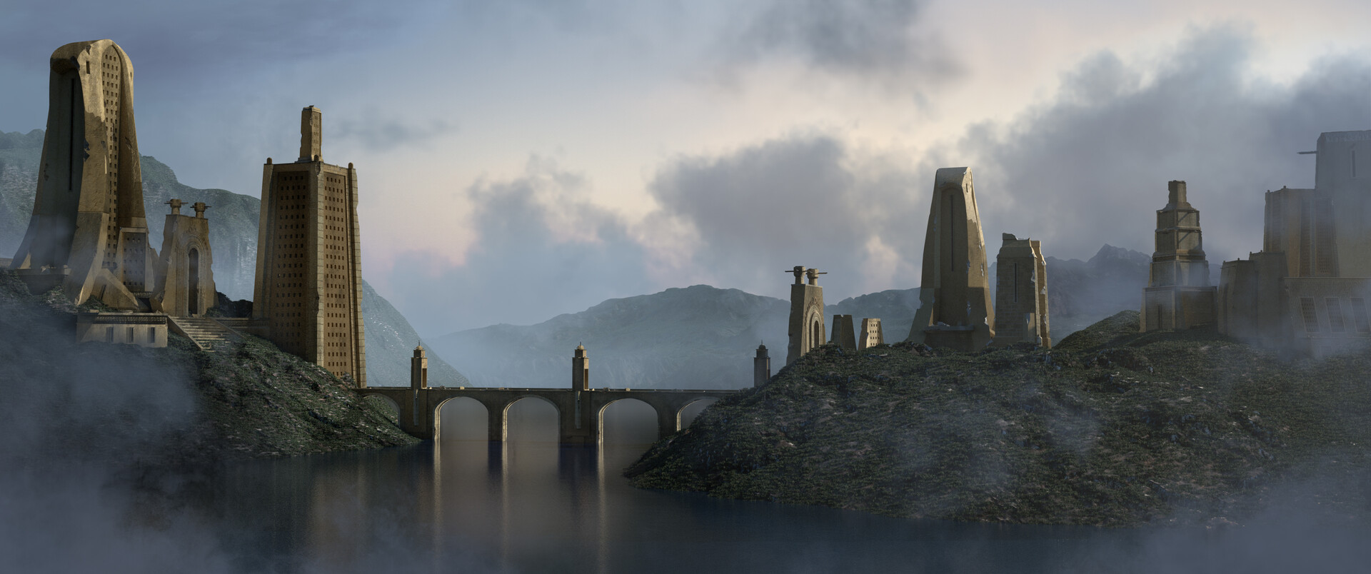 Eric Bouffard - Ancient Bridge and The Crossing - LOTR Inspired sketches