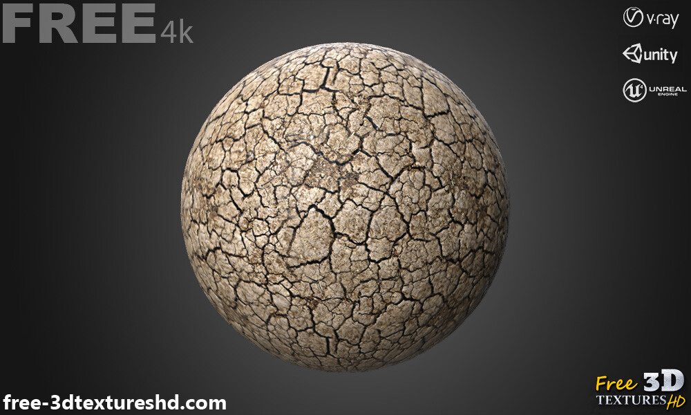 PBR Textures Free Download - Cracked Ground Seamless 3D Texture PBR in ...