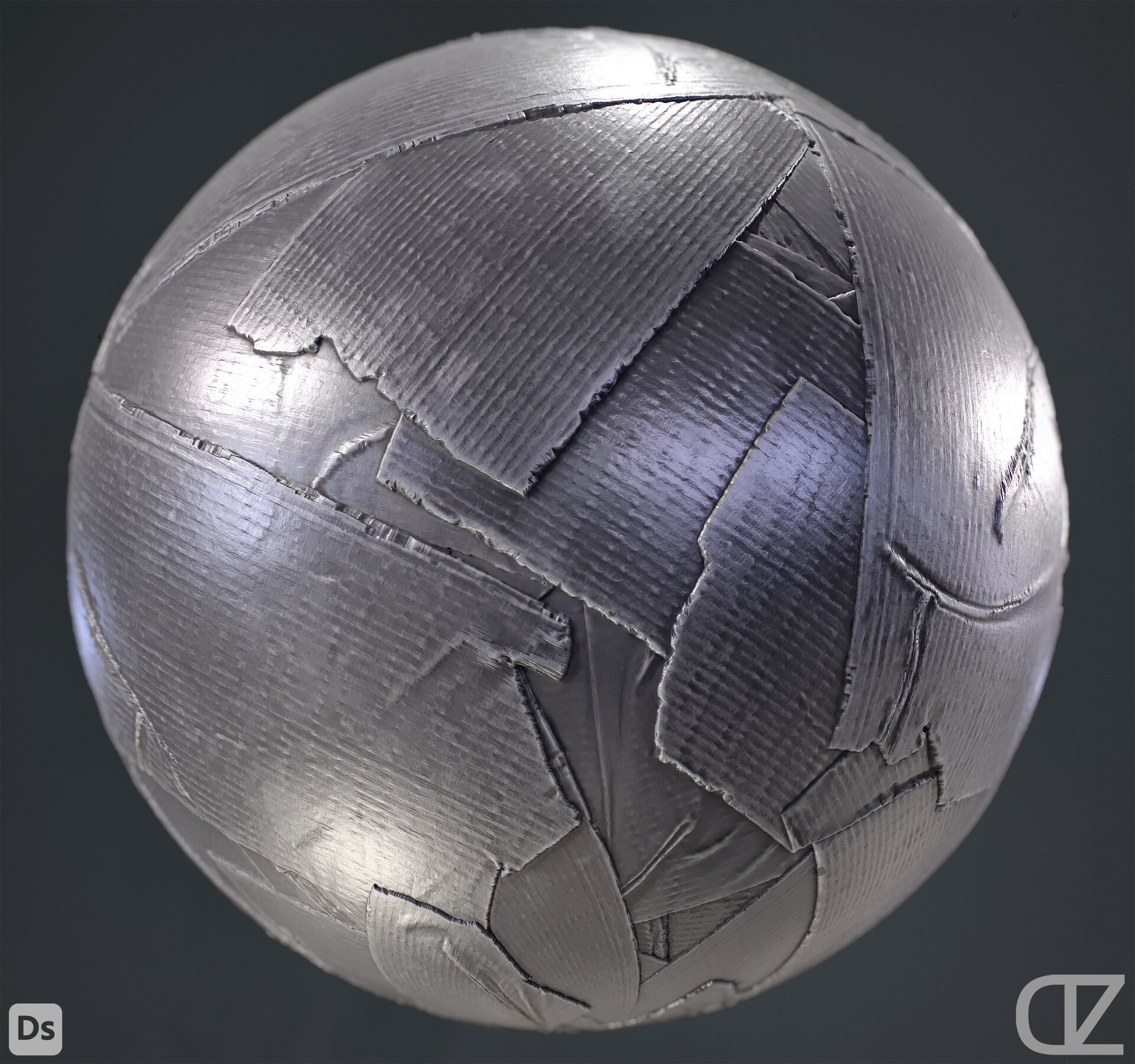 ArtStation - PBR - DUCT TAPE, METAL TAPE, SILVER TAPE - 4K MATERIAL