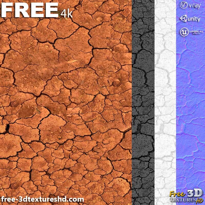 3D textures PBR free Download - Cracked Soil Seamless 3D Texture PBR in ...