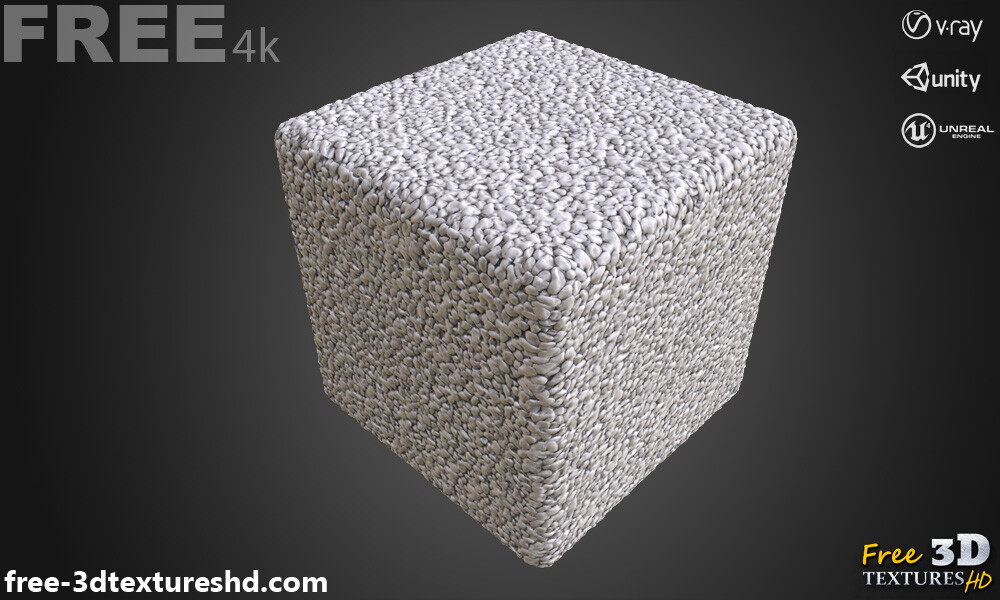PBR Textures Free Download - White Pebbles stones ground 3D Texture PBR ...