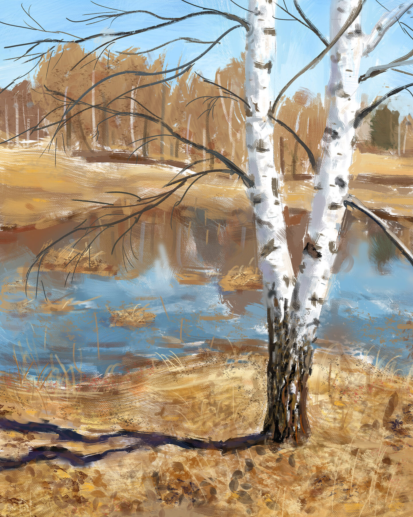 ArtStation - Birches study
