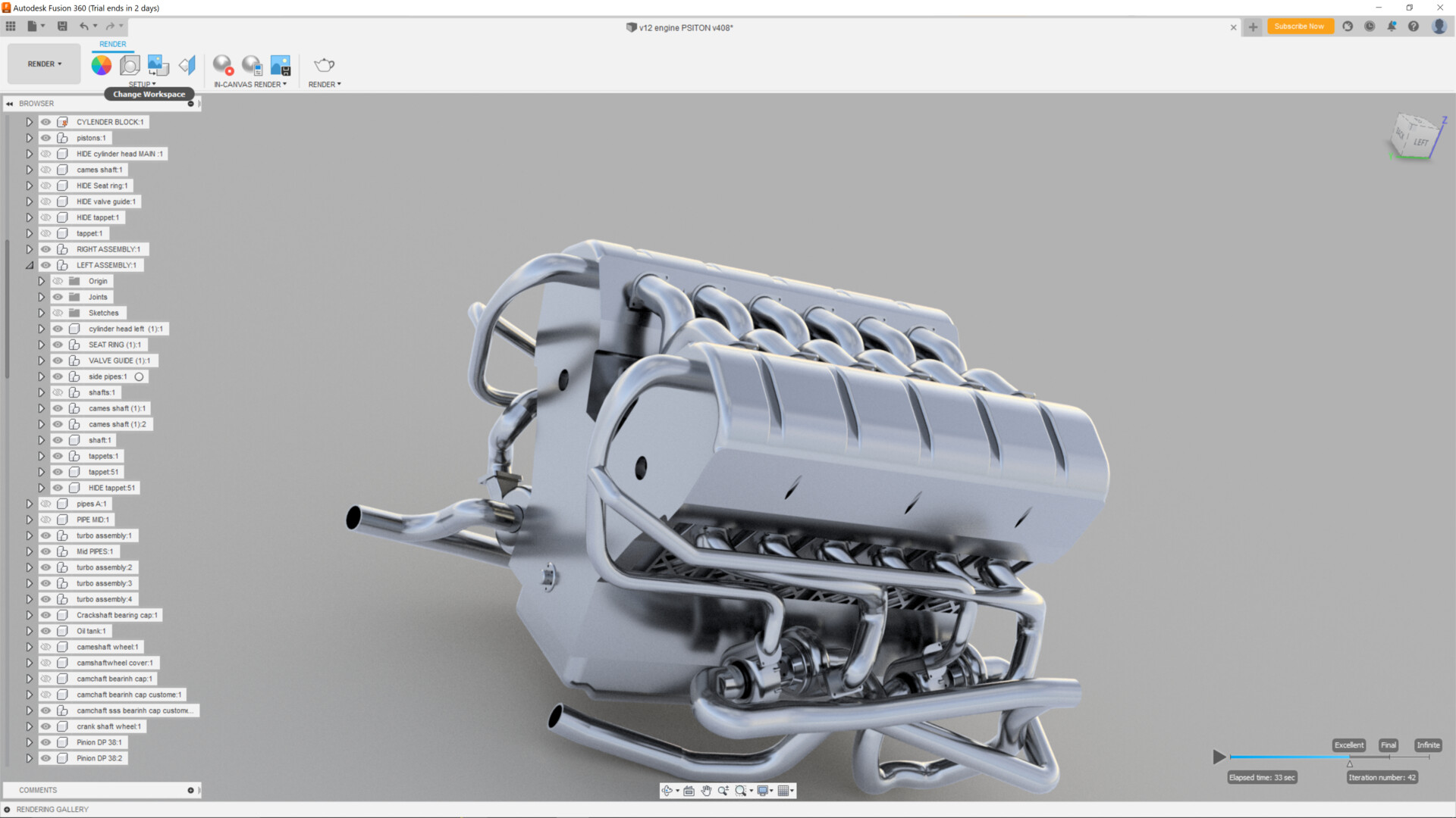 ArtStation - 3D V12 ENGINE FUSION 360