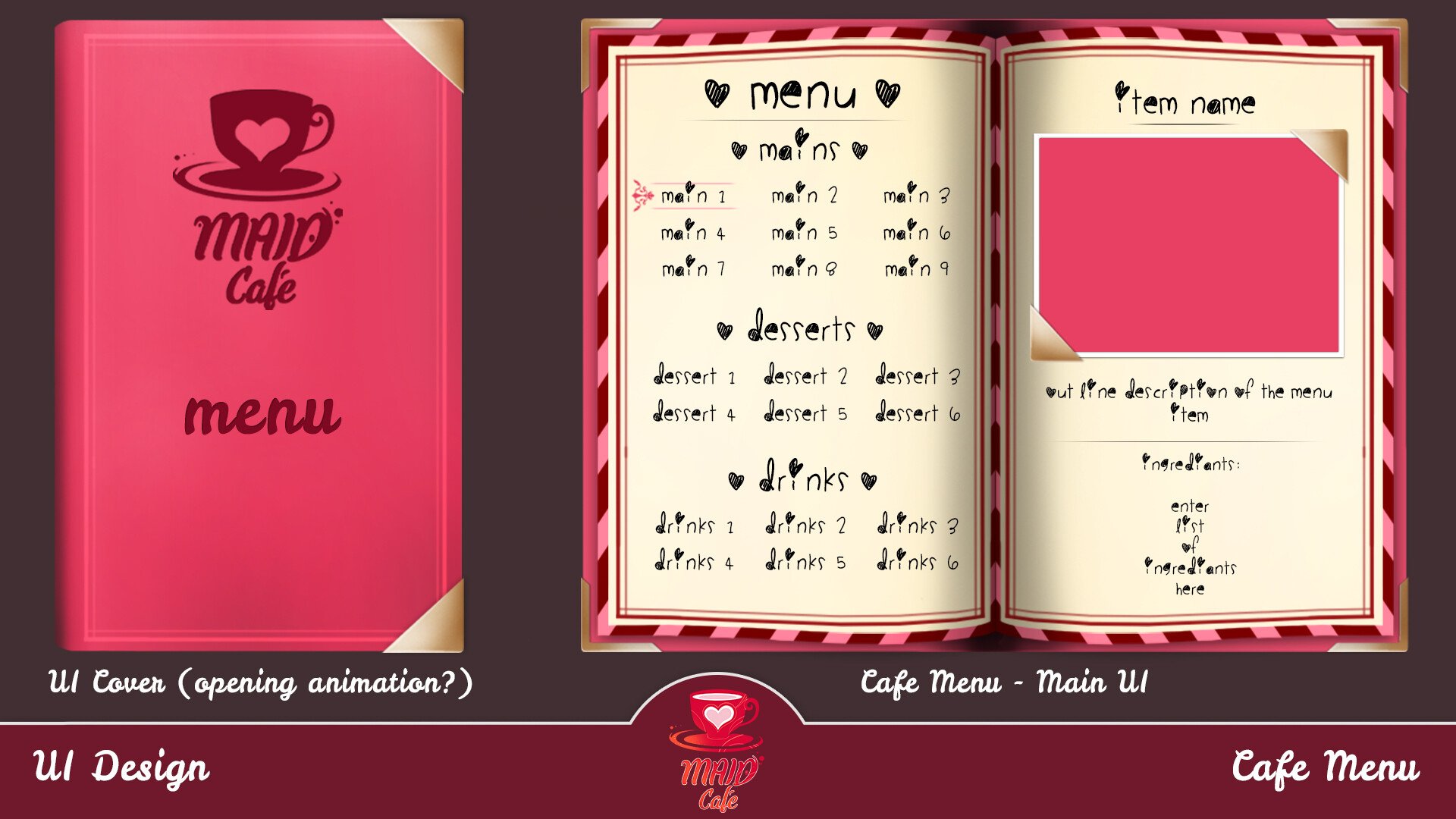 Justin Mertens - Maid Cafe: Visual Novel Game - GUIs