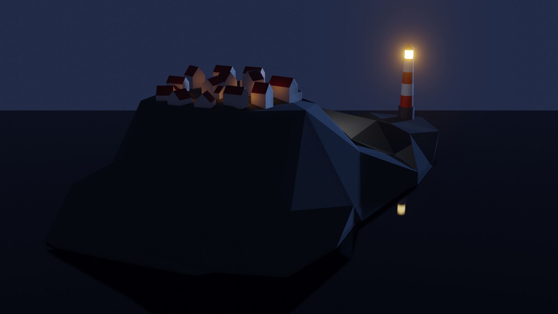 ArtStation - Lighthouse and small town