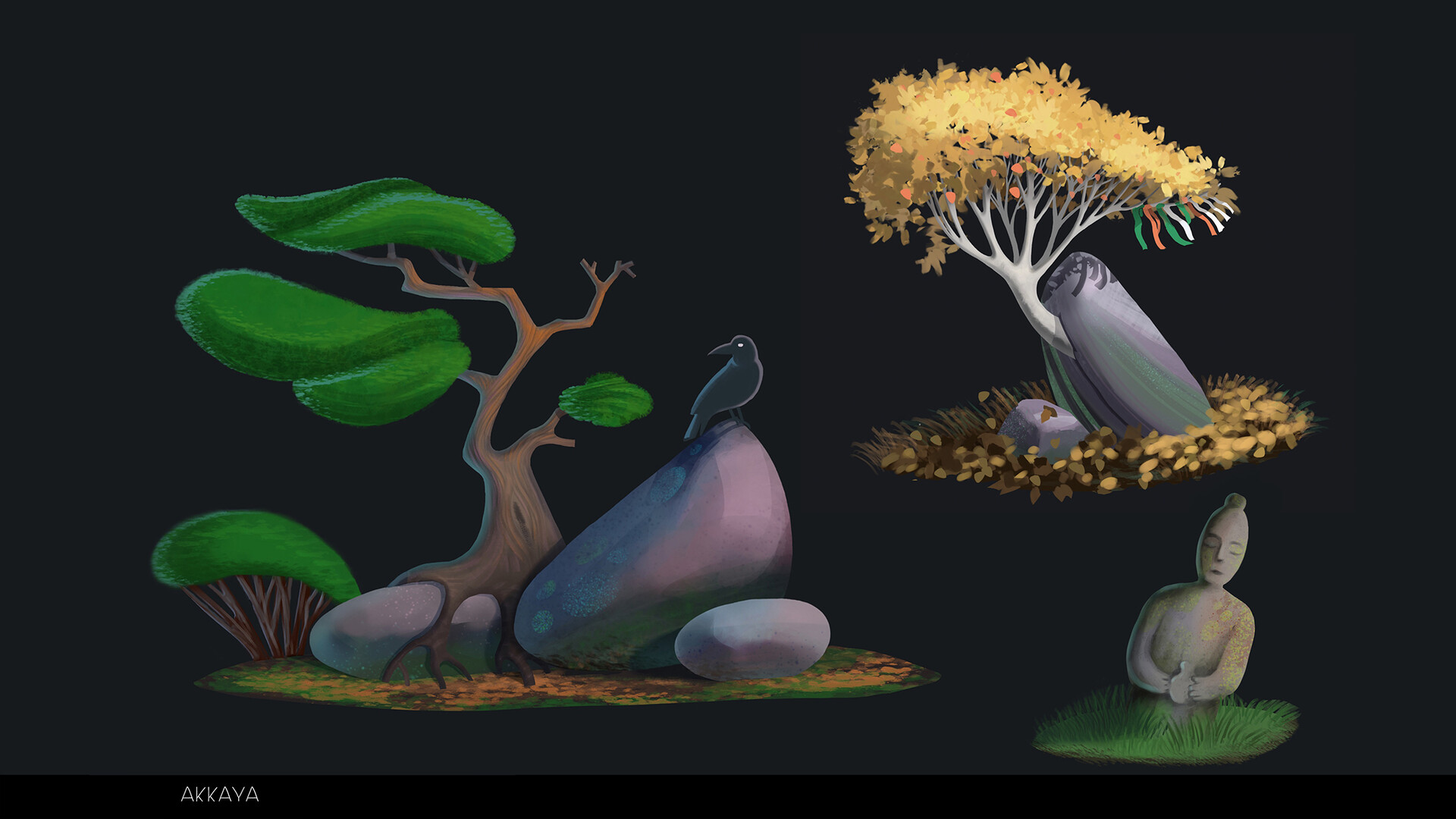 ArtStation - Trees and stones assets