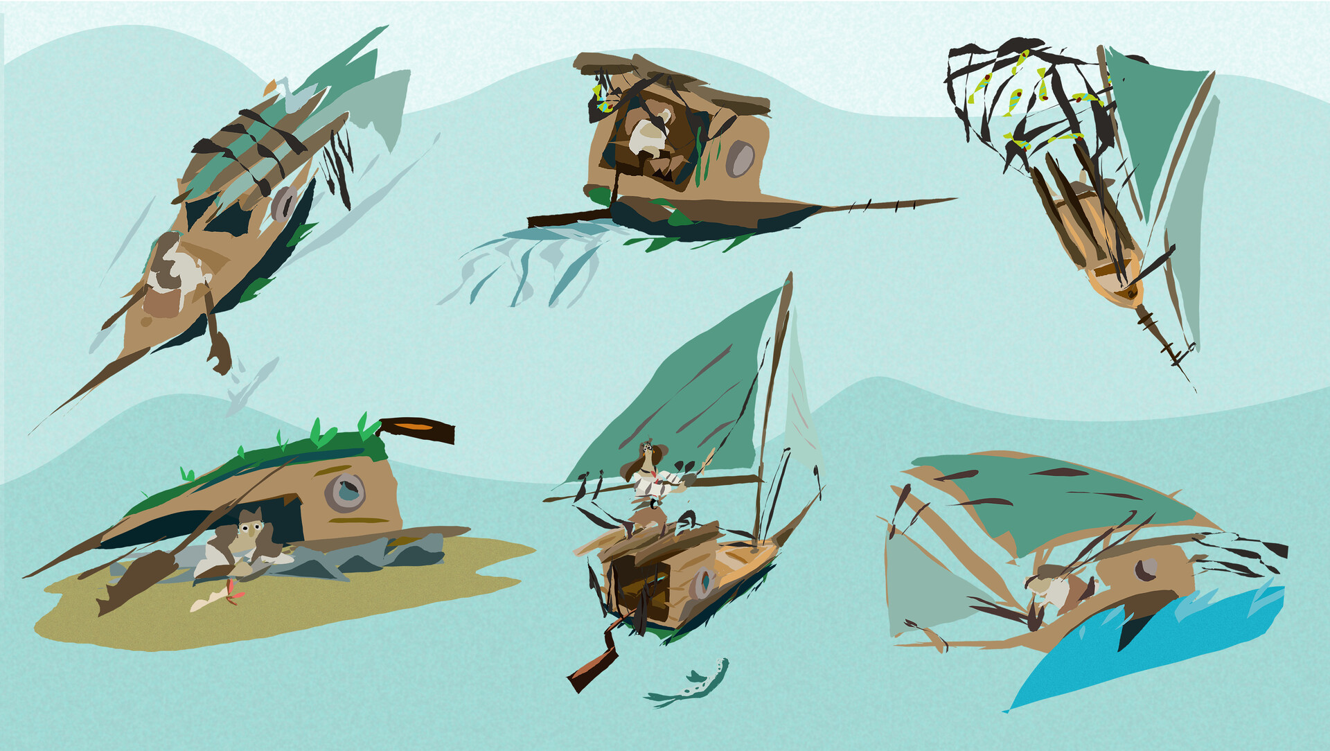 ArtStation - house boat pirate concept