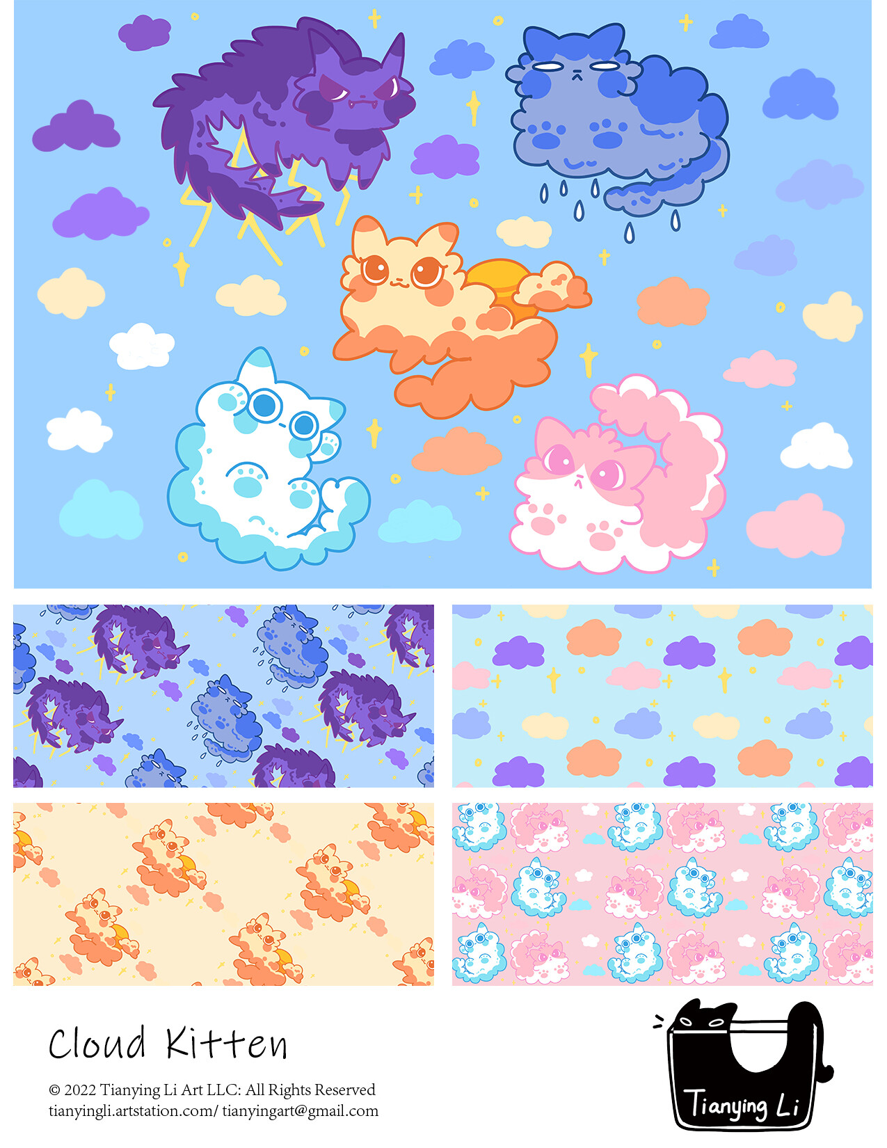 ArtStation - Cloud Kitten Pattern design and application