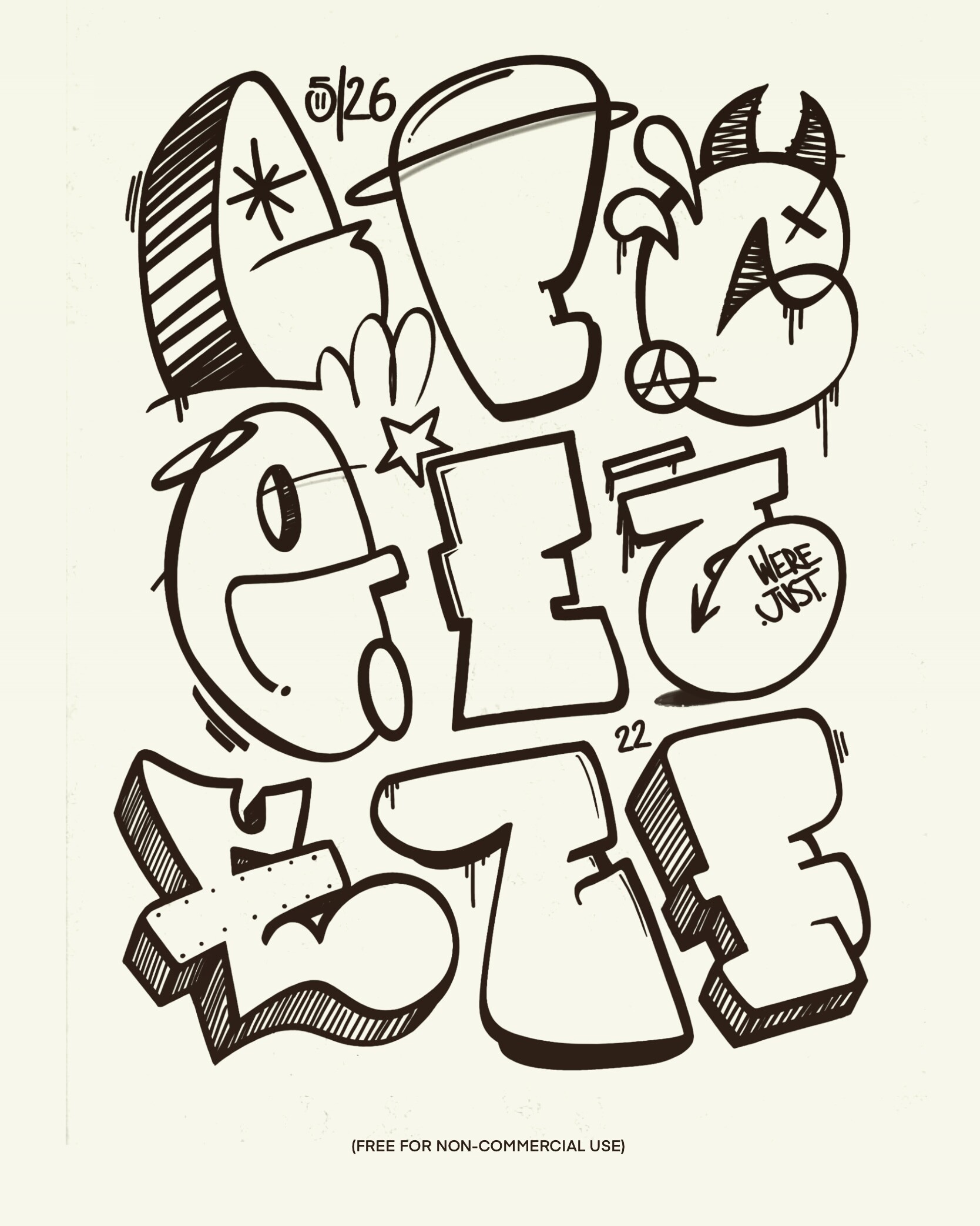 how to draw graffiti letter e step by step